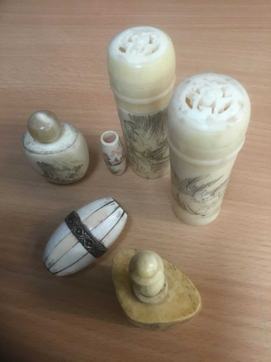 Lot 308 - Collection of Oriental bone and ivory items
