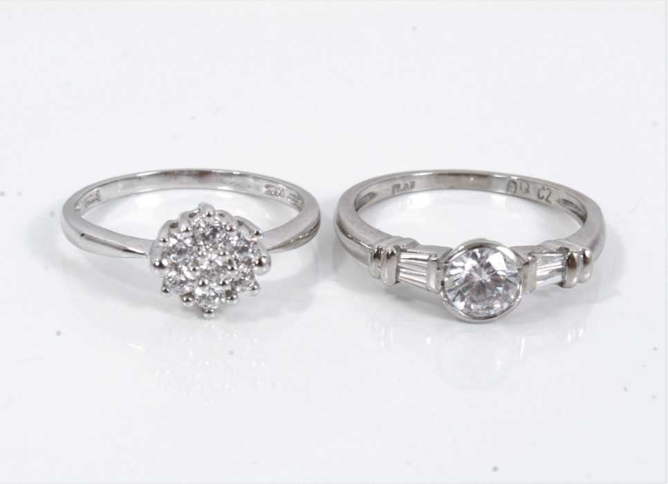 Lot 272 - Two platinum synthetic white stone rings