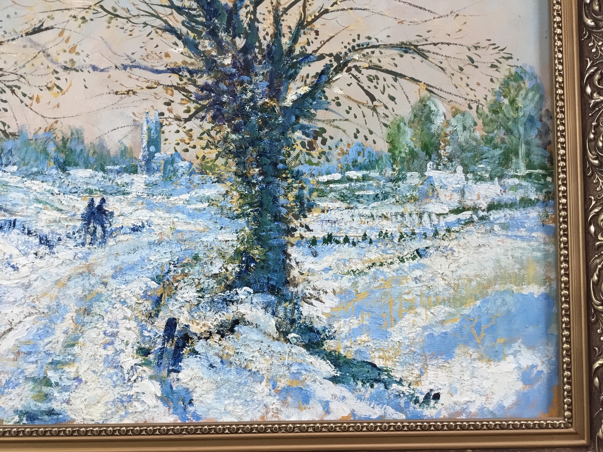 Lot 1065 - *Tom Keating oil on canvas, Snow scene,