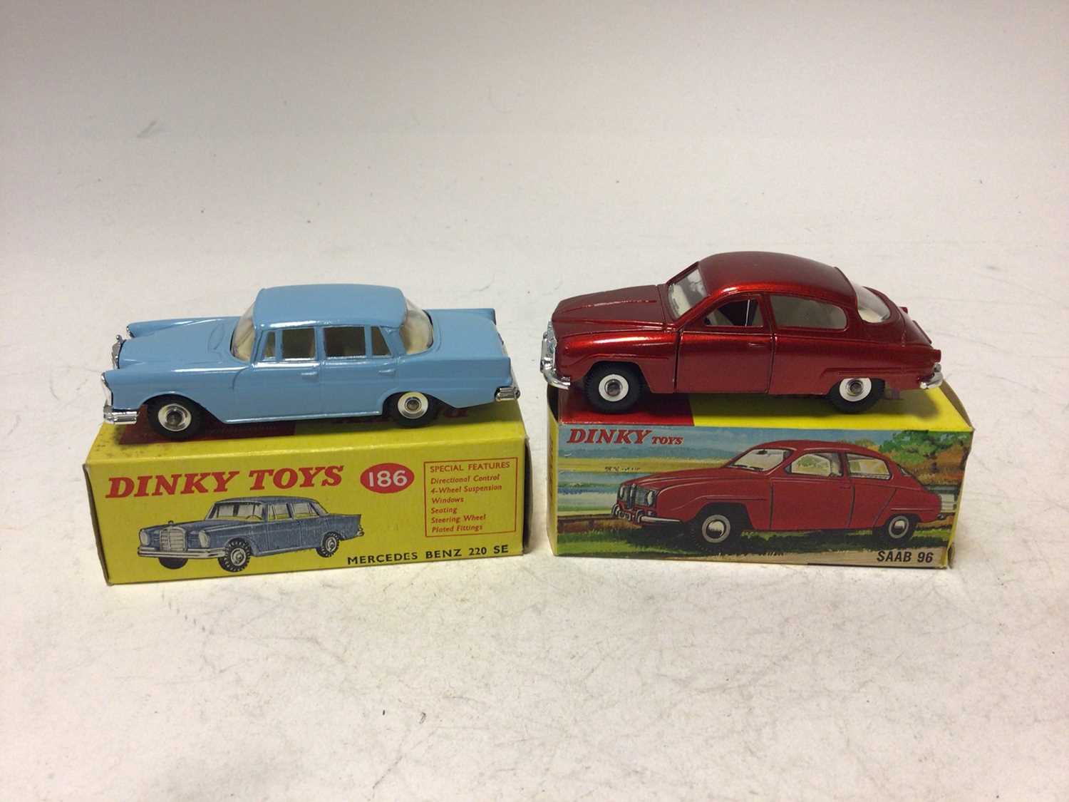 Lot 2212 - Dinky Mercedes Benz No 186, Saab 96 No 156,