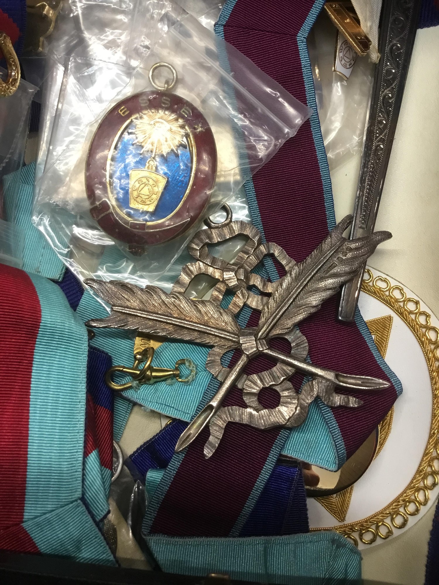 Lot 2406 - Masonic items to include a silver Masonic
