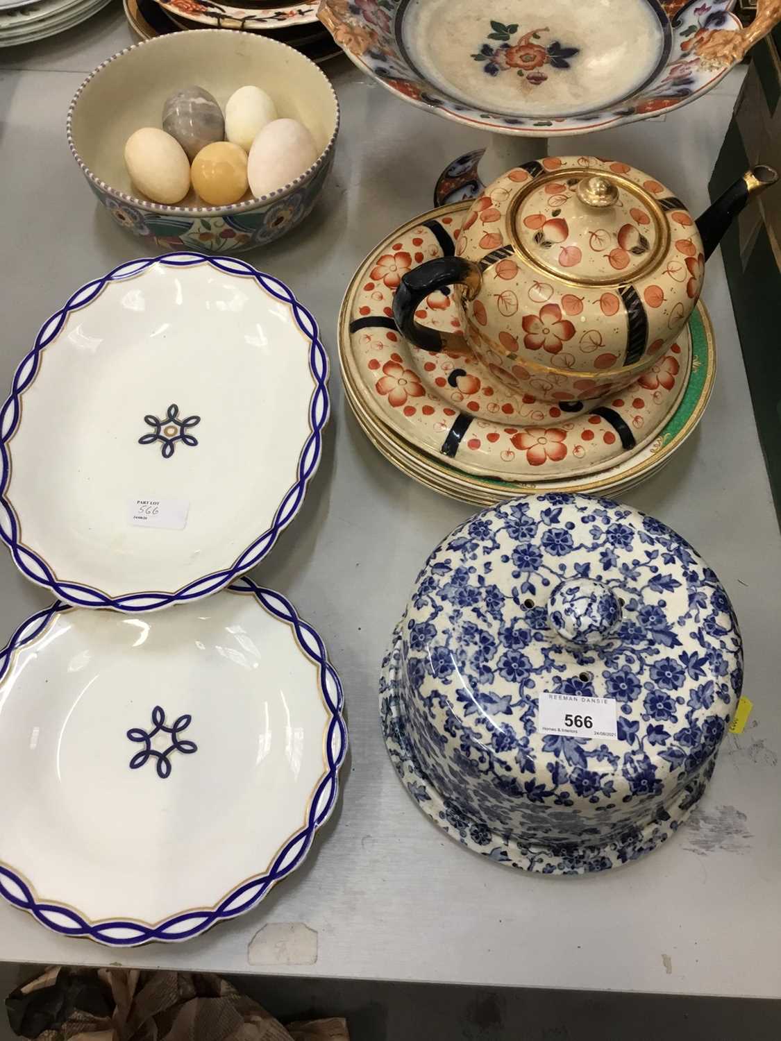 Lot 566 - Victorian cheese dome , Poole bowl and