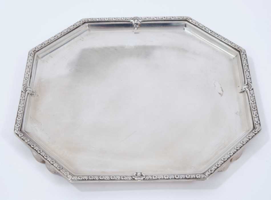 Lot 328 - 1930s silver salver of octagonal form with a