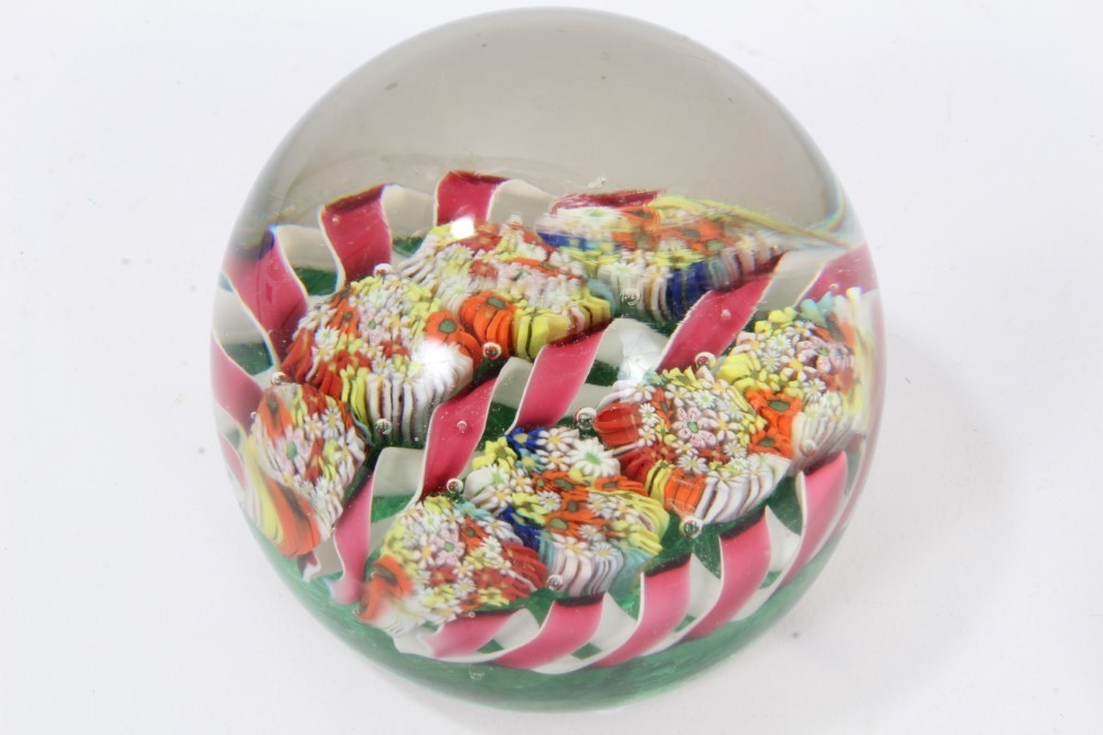 Lot 904 - Three 20th century cane paperweights,
