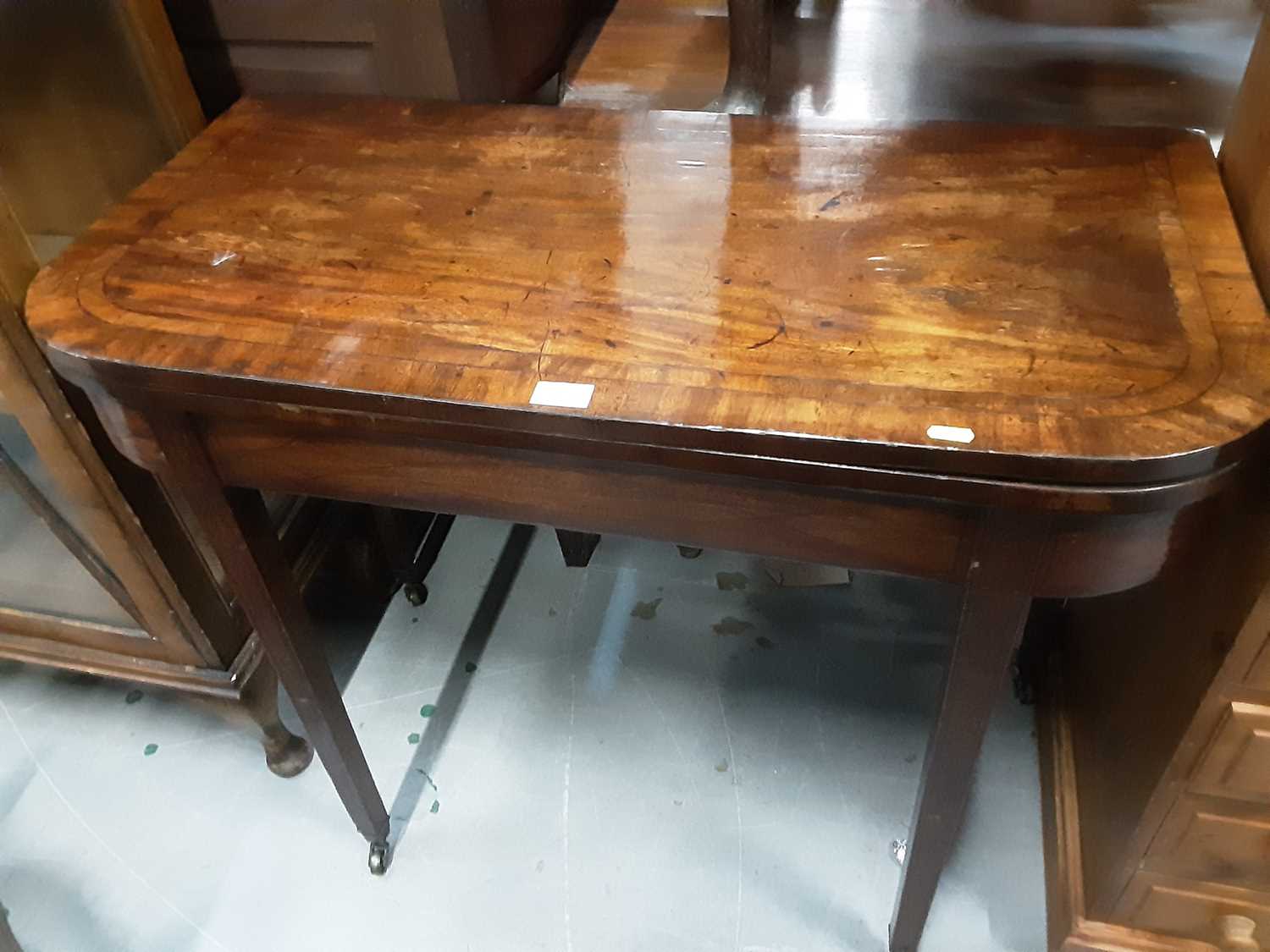 Lot 1100 - Georgian mahogany card table on square