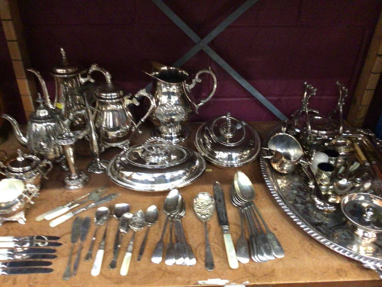 Lot 518 - Plated ware including serving tray, coffee