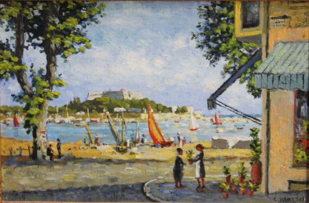 Lot 1275 - George Charlton, oil, coastal scene with