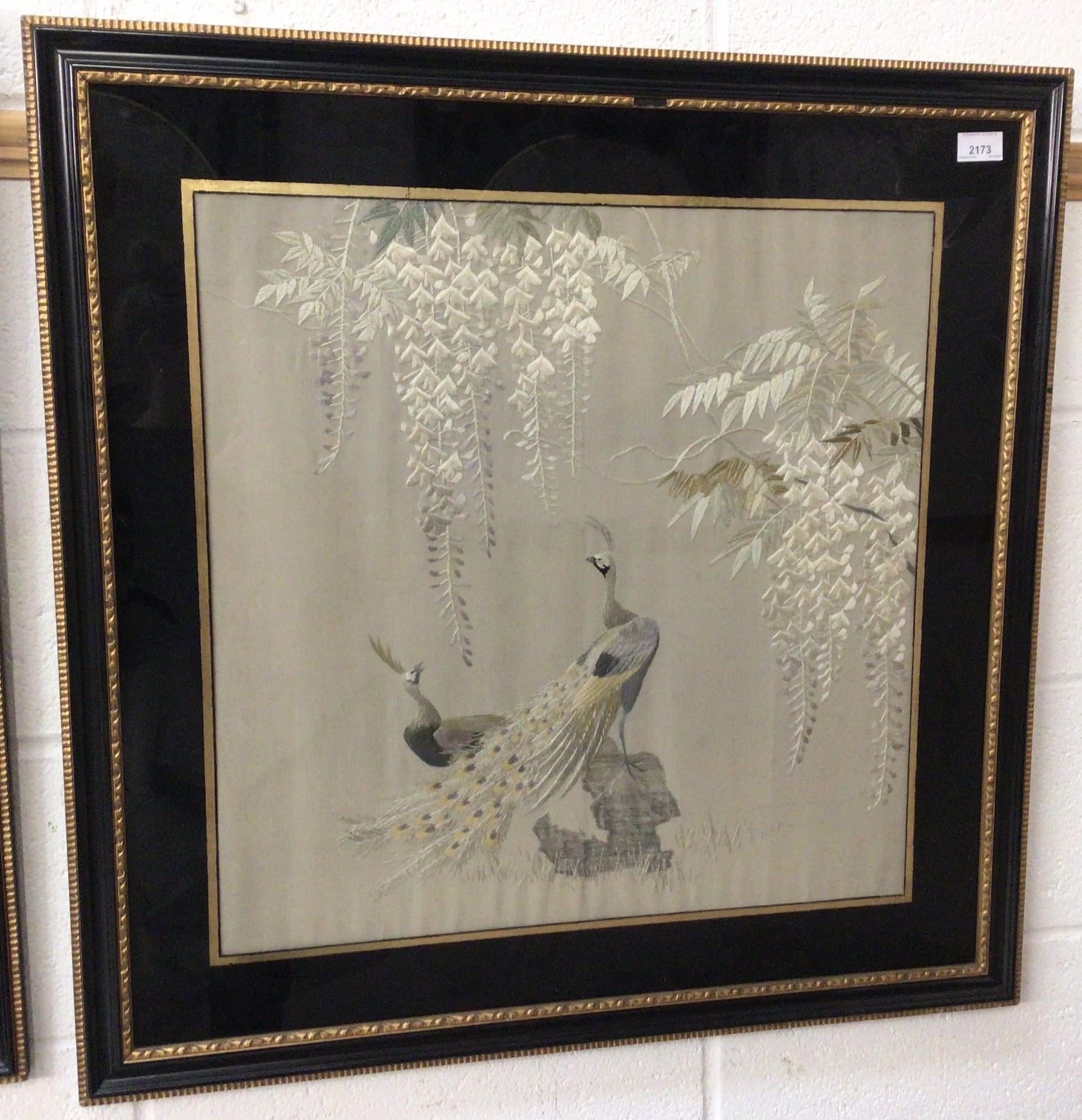 Lot 2173 - 1920s / 30s Japanese embroidered silk panel